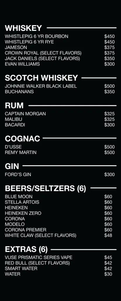 VIP Bottle Menu - Substance